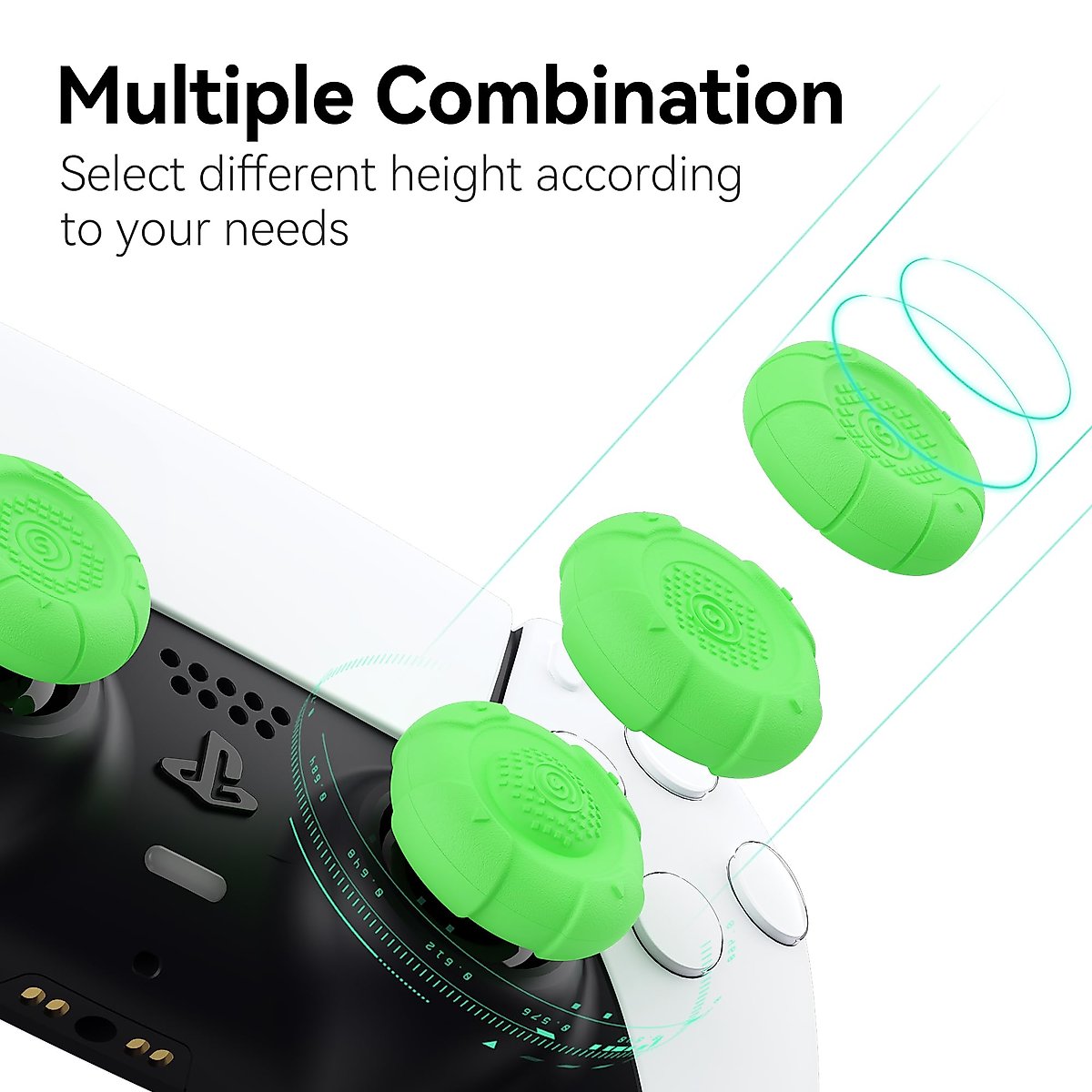 GeekShare Silicone Thumb Grip Caps for Playstation 5 Controller, Thumbsticks Cover Set Compatible with Switch Pro Controller and PS4 PS5 Controller, 3 Pairs / 6 Pcs (Red+Green)