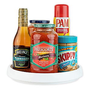 Homeries Lazy Susan Turntable (12 Inches) - Single Round Rotating Kitchen Spice Organizer for Cabinets, Pantry, Bathroom, Refrigerator - Non-Skid Surface & Rimmed Edge 2 Pack