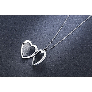 Cuoka Heart Rose Flower Locket Necklace 925 Sterling Silver Rose Pendant Necklace That Holds Pictures,Custom Photo Box Necklace Jewelry for Women Men