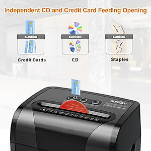 Suntiko Paper Shredder, 18-Sheet Cross Cut Level P-4, Shred Paper/Credit Card/CD, with Large Pull Out Bin，Insert Auto Jam Proof System Shredder for Home&Office