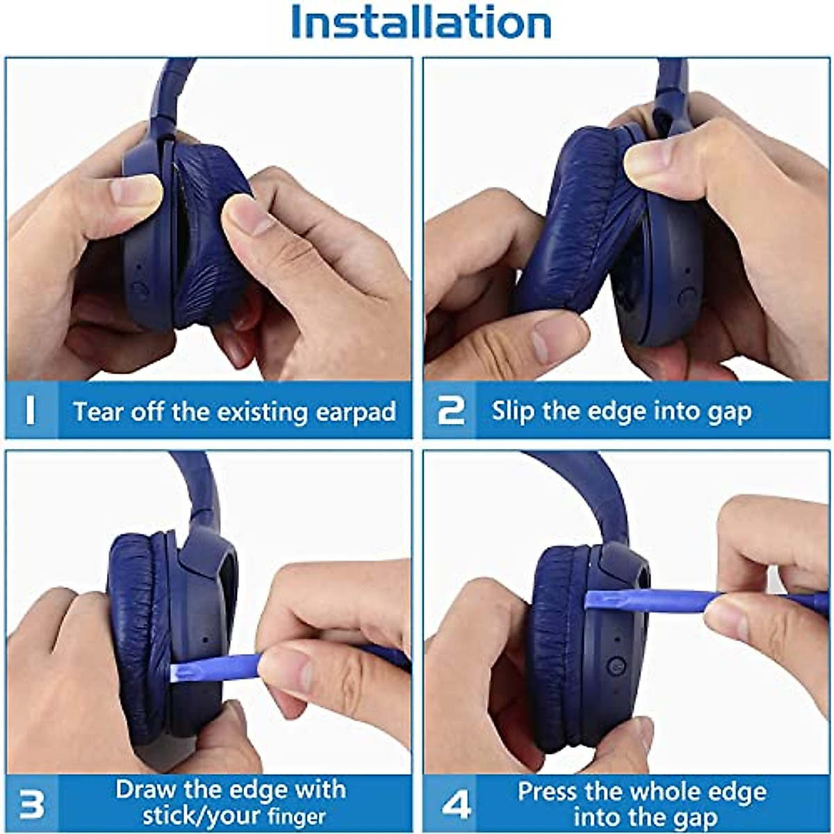 Aiivioll Replaceable Foam Headphone Cover Compatible with Tune 500(T500BT), Tune 450(T450), Tune600BTNC, TUNE510 (T510BT) Wireless Headphone (Wrinkled Leather Print, Black)