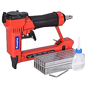 Dynastus Pneumatic Upholstery Staple Gun, 22 Gauge 3/8" Wide Crown Air Stapler Kit, by 1/4-Inch to 5/8-Inch, with 6000 Staples, Red