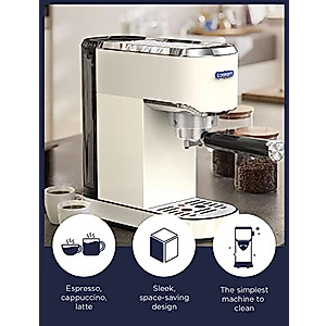 Laekerrt Espresso Machine 20 Bar Coffee Maker CMEP02 with Commercial Milk Frother Steam Wand, Compact Espresso Machine for Latte and Cappuccino (Pear White, Stainless Steel) Gift for Coffee Lovers