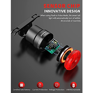 Smart Bike Tail Light with Automatic Brake Detection, USB Rechargeable, Ultra Bright LED Taillight for Night Riding and Bicycle Safety, Waterproof Back Taillights for Road Cycling
