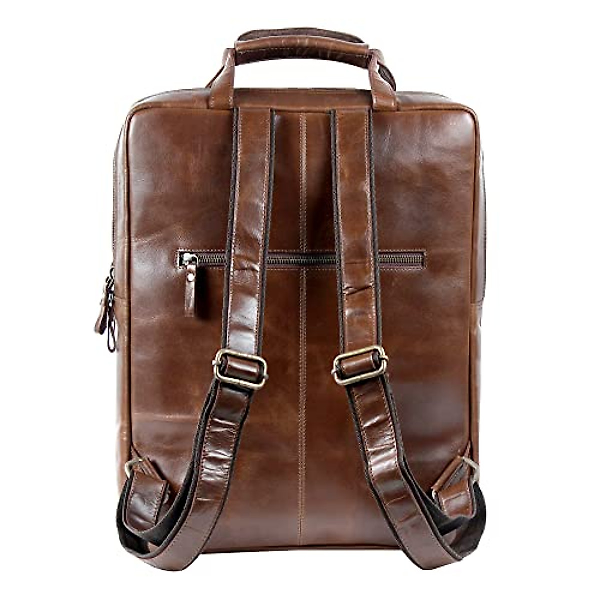 HULSH Leather Backpack For men and women 18 Inch - Full Grain Vintage Leather Laptop Backpack - Camping travel Rucksack Knapsack - Casual Bookbag Daypack with rustic look