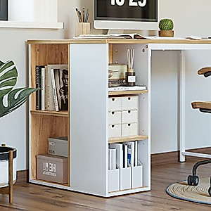 CubiCubi Computer Desk with Storage Shelves, 47 Inch Home Office Desk, Modern Office Writing Desk, Student Study Table, White