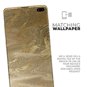 DesignSkinz Molten Gold Digital Foil Swirl V4 Protective Vinyl Decal Wrap Skin Cover Compatible with The Samsung Galaxy S20 (Screen Trim & Back Glass Skin)
