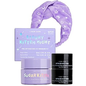 I DEW CARE Starry Kitten Night - Peel Off Masks and Headband Set | Hydrating, Illuminating, Exfoliating, Star-patterned Headband, Gifts Set for Women and Girls
