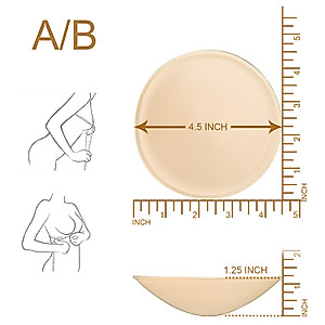 URSMART 6 Pairs Round Bra Inserts Pads, Removable and Washable Bra Cups Inserts for Bikinis Top Swimsuit Sport Bra (A/B Beige White)