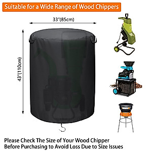 STARTWO Wood Chipper Cover，Heavy Duty Wood Chipper Shredder, Waterproof Mulcher Covers,Professional outdoor design 24/7 protection 400D Oxford Cloth(33x43 inches-Black)