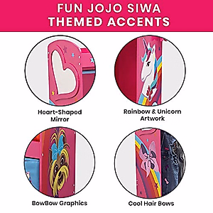 JoJo Siwa Dress and Play Boutique by Delta Children - Pretend Play Costume Storage Wardrobe for Kids with Mirror & Shelves
