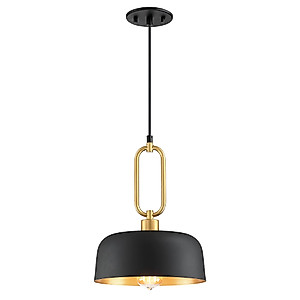 Giiland Industrial Pendant Lighting Fixture, 3-Pack Black Metal Shade Hanging Light for Kitchen Island Dining Room, Adjustable Length Dome Chandeliers