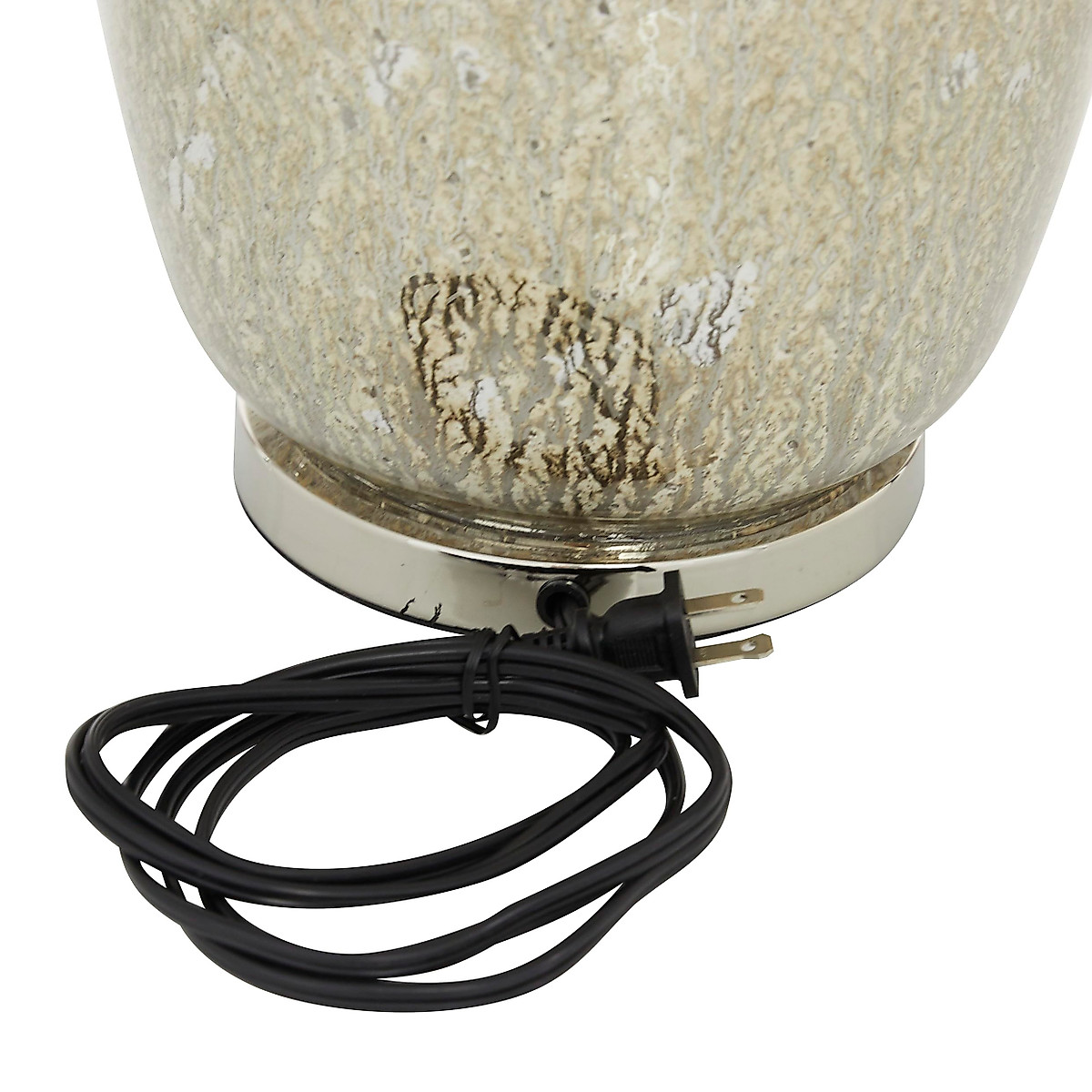 Deco 79 Glass Room Table Lamp Accent Lamp with Faux Mercury Glass Finish, Lamp 16" x 16" x 27", Silver
