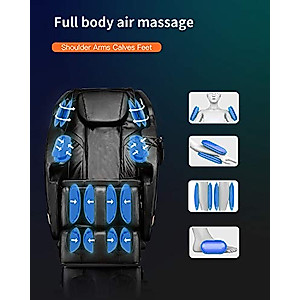 BestMassage Electric Shiatsu Zero Gravity Full Body Massage Chair Recliner with Built-in Heat Therapy Foot Roller Airbag Massage System Stretch Vibrating Wireless Bluetooth Speaker,Black