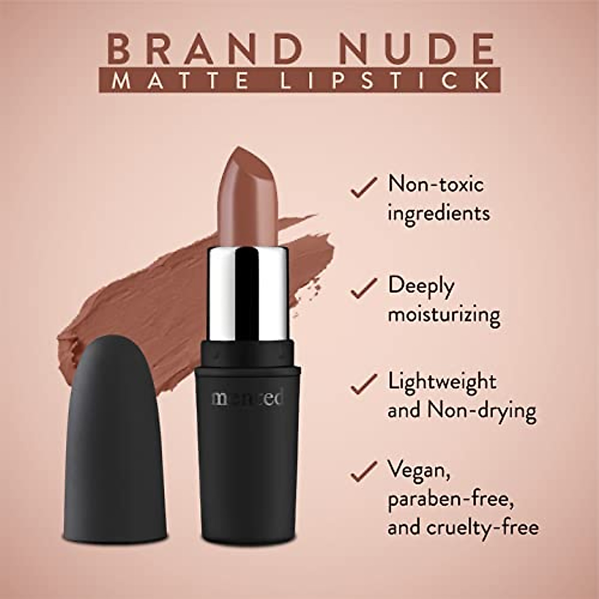 Mented Cosmetics Nude Lipstick for Women, Matte Long-Lasting Lip Stick, 24 Hour Stay Moisturizing Vegan, Paraben & Cruelty-Free, Enhances All Complexions, Perfect for Everyday Makeup, Brand Nude