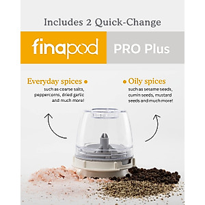 FinaMill's Award-Winning Battery Operated Salt and Pepper Grinder Set - Adjustable Coarseness, Ceramic Grinding Elements, LED Light, 2 Quick-Change ProPlus Pods - Perfect for Home Cooking & Gifting