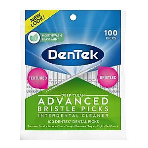 DenTek Deep Clean Bristle Picks, Removes Food & Plaque, 100 Count, (Pack of 6)