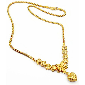 arrawana77 Flower 24k Thai Baht Yellow Gold Plated Filled Necklace Jewelry