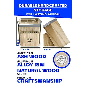 DALSTRONG Universal Knife Block - 23 Slots - Premium American Ash Wood - Aluminum Alloy Rim Kitchen Set - Lion Head Logo Badge - Premium Craftsmanship Knife Set - Angled For Ergonomics - Cleans Easily