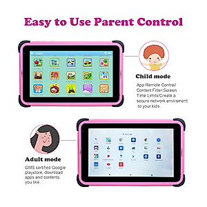 weelikeit 7 inch Kids Tablet, Android 11.0 Tablet PC for Kids, 2GB RAM 32GB ROM Child Tablet with WiFi, IPS HD Display,Dual Camera,Parental Control,Built in Kid-Proof Case,with Stylus(Pink)