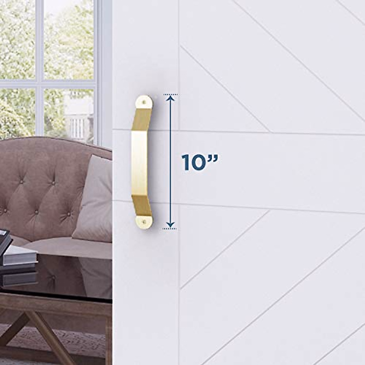 National Hardware N700-109 Interior Sliding Barn Door Hardware Charleston Pull, 10-Inches, Easy to Install, Brushed Gold