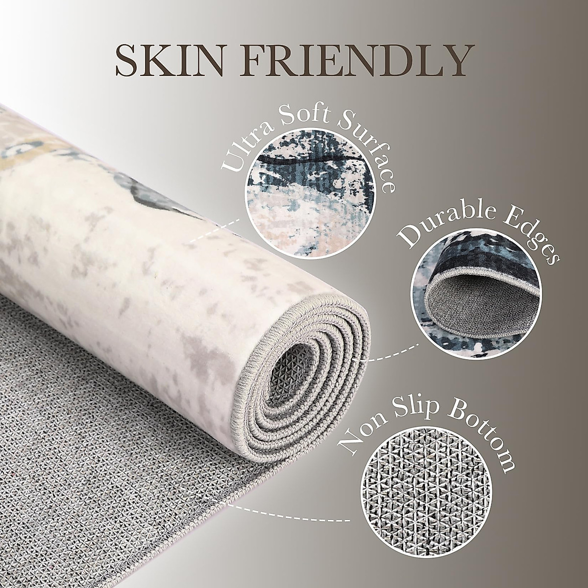 LUXLOOM Washable Rugs 9x12 Rug for Bedroom Modern Living Room Rugs Contemporary Blue Rug Abstract Large Area Rug Non Slip Throw Rugs Stain Resistant Carpet for Nursery Office Dining Room 9'x12' Blue