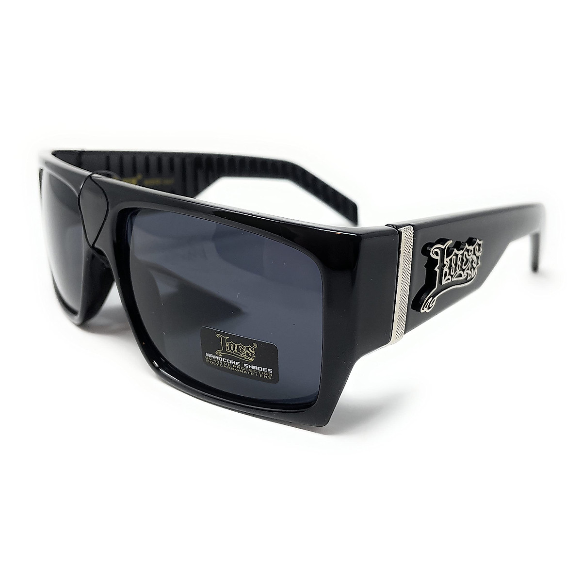 LOCS Hardcore Shades LOCS 91010 Black Sunglasses | Gangster Square FLAT TOP Cholo OG Lowrider Shades Adult