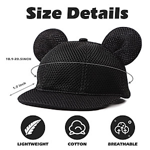 JANGANNSA Baby Mesh Cap Toddler Kids Sun Hat Mouse Ears Cute Cartoon Caps Summer (1-3Y,Black)