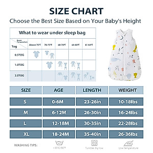 Mosebears Sleep Sack Baby Winter Wearable Blanket with 2-Way Zipper,2.5 TOG Cotton Sleep Sack Unisex (White Animal, 6-12 Months)