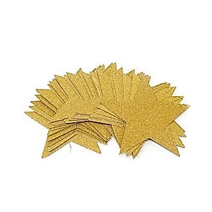 Honbay 2PCS Double Side Glitter Paper Star Garland Christmas Galaxy Banner Christmas Garland - 4 inch in Diameter,13 Feet Long / PCS (Gold)