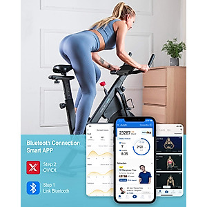 OVICX Bluetooth Exercise Bike Stationary Bike with App Magnetic Stationary Bikes for Home Workout Indoor Cycling Bike