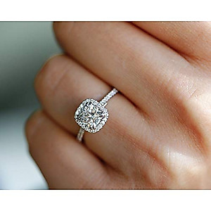 Kobelli Moissanite and Lab Grown Diamond Halo Engagement Ring 1 1/3 CTW 14k White Gold (GH/VS, DEF/VS), 9