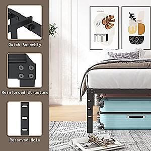 ALDRICH 14 Inch Metal Bed Frame Queen Size - Double Black Basic Anti Squeak Steel Slats Platform, Easy Assembly Heavy Duty Noise Free Bedframes, No Box Spring Needed