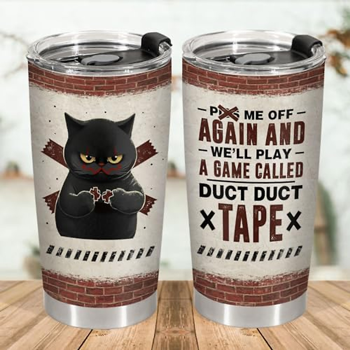 34HD Cat Lovers Halloween Gifts, Horror Cat Tumbler Stainless Steel with Lid 20 oz, Halloween Black Cat Coffee Mug, Horror Cat Gifts for Women