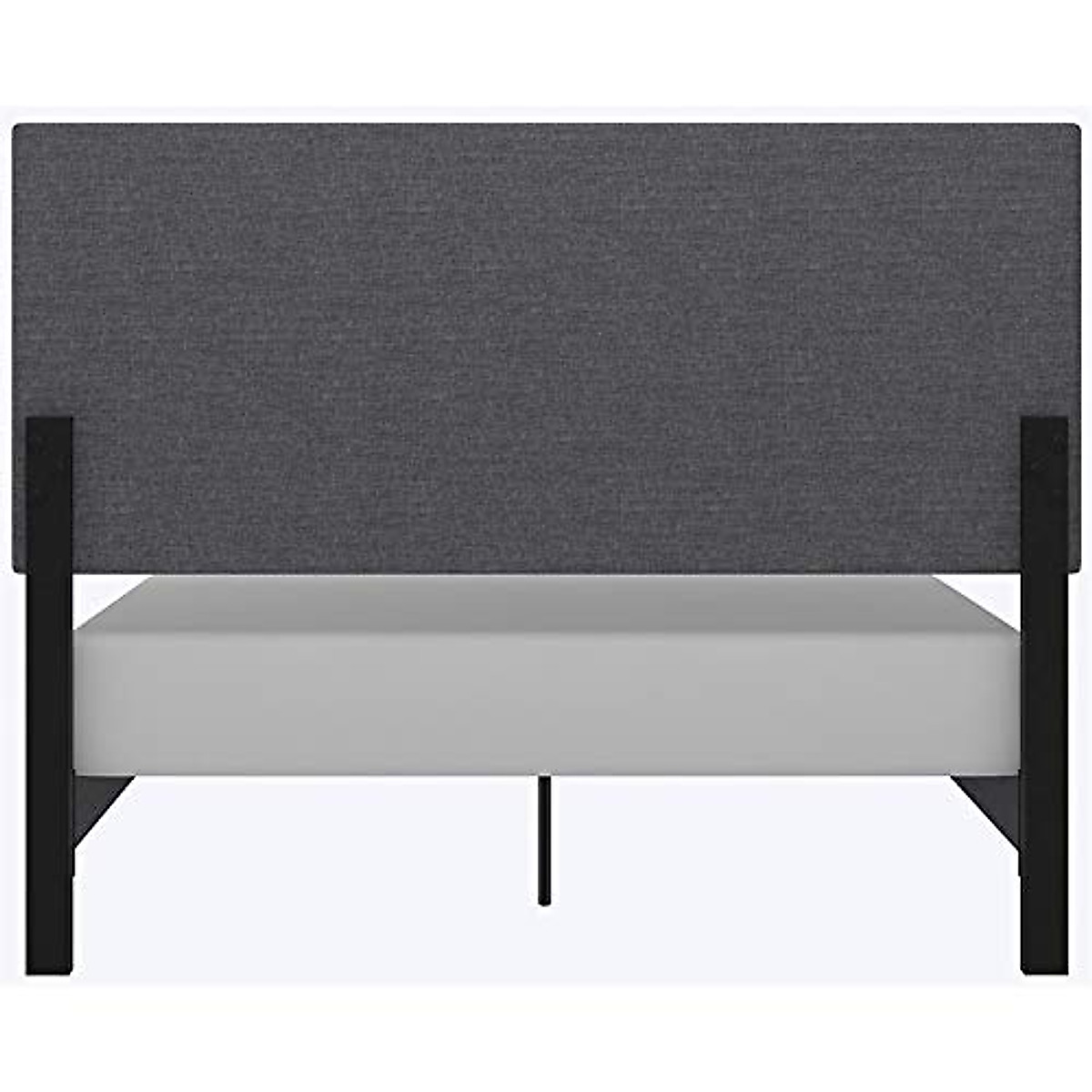 DHP Janford Upholstered Platform Bed with Modern Vertical Stitching on Rectangular Headboard, Full, Gray Linen