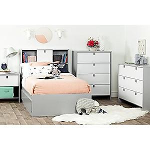 South Shore Mates Bed with 3 Drawers, Twin, Soft Gray