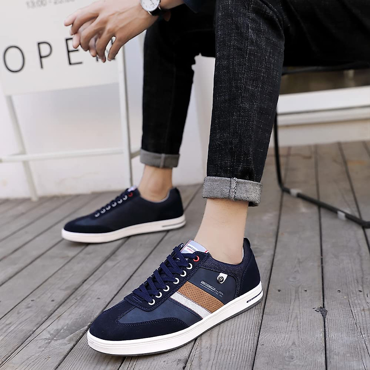 AX BOXING Mens Casual Shoes Fashion Sneakers Breathable Comfort Walking Shoes for Male(Navy Blue, Numeric_12)