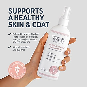 Veterinary Formula Clinical Care Hot Spot & Itch Relief Medicated Spray, 8oz – Easy to Use Spray for Dogs & Cats – Helps Alleviate Sensitive Skin, Scratching, and Licking of Coat