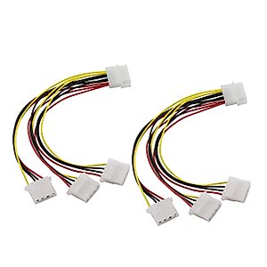 ZRM&E 2pcs 4Pin IDE PSU Power Splitter Cable D Type Large 4P Molex 1 Male to 3 Female Multiplier PC Fan Extension Cable