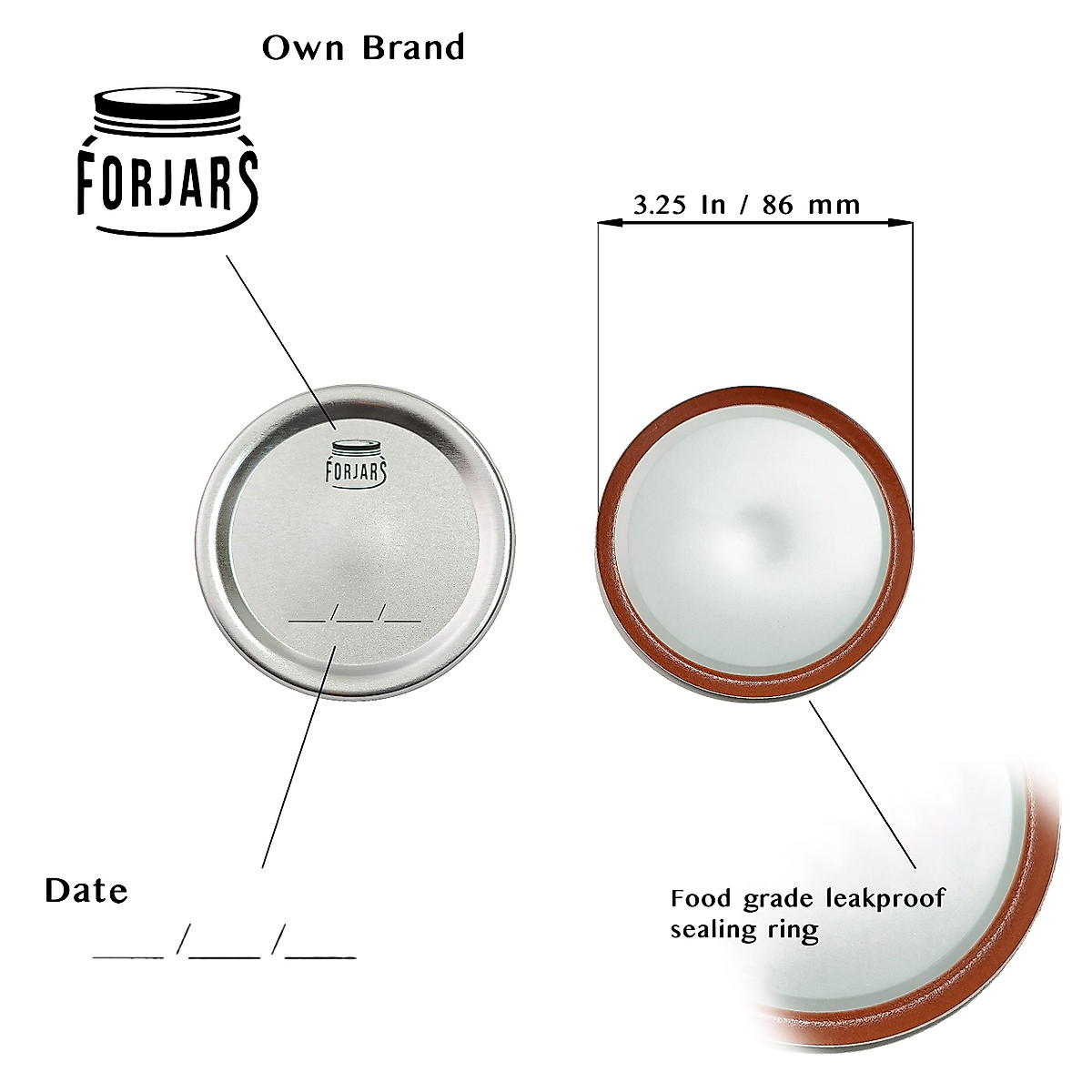 48Pcs/24Sets Wide Mouth Canning Lids and Rings – Create Airtight Seals on Mason Jars to Preserve Food for Meal Prep & Emergency Food Storage – 3.4 In. Metal Lids and Bands with Silicone Seals – Canning Supplies by FORJARS