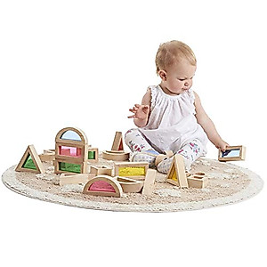 TickiT Rainbow Blocks - Set of 24 - Sensory Blocks for Toddlers Aged 12M+ - Colorful Montessori Stacking Shapes - First Building Blocks