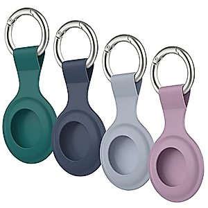 4 Pack AirTag Holder / AirTag Case / AirTag Keychain Ring - Premium Silicone Waterproof Shockproof Anti-Scratch Case for Apple AirTag Item Finder for Pet Cat Dog Keys Bag Backpack Luggage (4 Pack A)