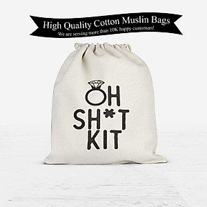 Oh Shit Kit Drawstring Hangover Bachelorette Kit Bags Cotton Muslin Drawstring Bags for Bridal Shower Hen's Party Kit Bag