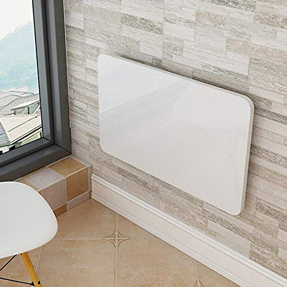 PIBM Stylish Simplicity Shelf Wall Mounted Floating Rack Shelves Foldable Dining Table Bookshelf Computer Desk Solid Wood Metal Bracket Smooth,12 Sizes,5 Colors, Pink , 100x50cm