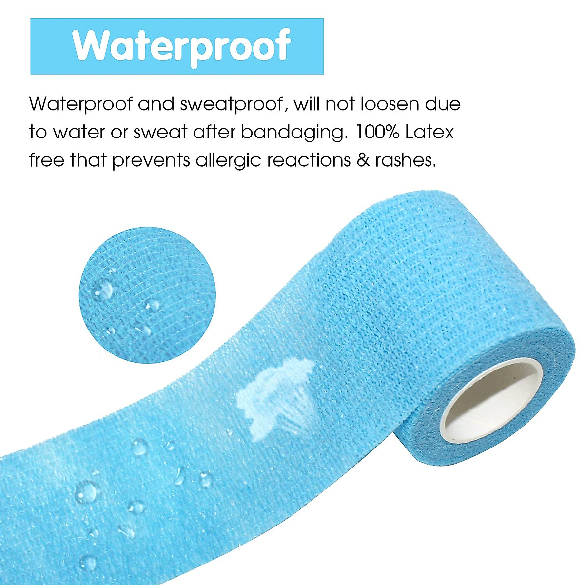 COMOmed Self Adherent Cohesive Bandage Latex 4"x5 Yards First Aid Bandages Stretch Sport Wrap Athletic Tape for Wrist Ankle Sprain and Swelling,Light Blue(12 rolls