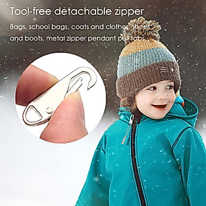 Zipper Pull Tab Kit Zipper Pull Replacement,Metal Zipper Pulls for Purses,Handbags,Luggage,Backpacks,Coats,Detachable Zipper for Sewing,with Small Storage Box(10+1 Pcs,Black,Silver,Gold,Bronze,Grey)