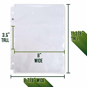 3-Pocket Vinyl Bill Sleeves 20 Pages - Bill Holders for Collectors - 8 x 3.5 Collecting Album Supplies - Vintage Currency Collection Protection - Great for Coupons, Receipts, and Record Keeping