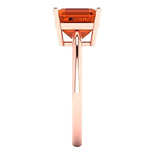 Clara Pucci 2.5 ct Asscher Cut Solitaire Red Simulated Diamond Engagement Wedding Bridal Promise Anniversary Ring 18K Rose Gold Size 8