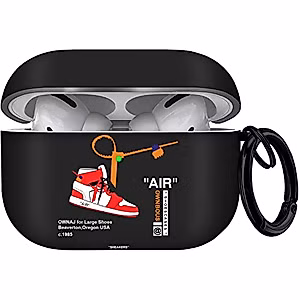 Gedicht for Airpods Pro Case Air Sports Shoes, Protective TPU Soft Cases Cover Rugged for Apple Airpod Pro with Keychain for Women Men，Black RTed