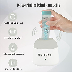 HUBEST 5200rpm Mini Vortex Mixer Paint Shaker,Lab Vortex Shaker with Touch Function for Nail Polish,Eyelash Shaker,Tattoo Ink,Glue Adhesives and Test Tubes (Grey)